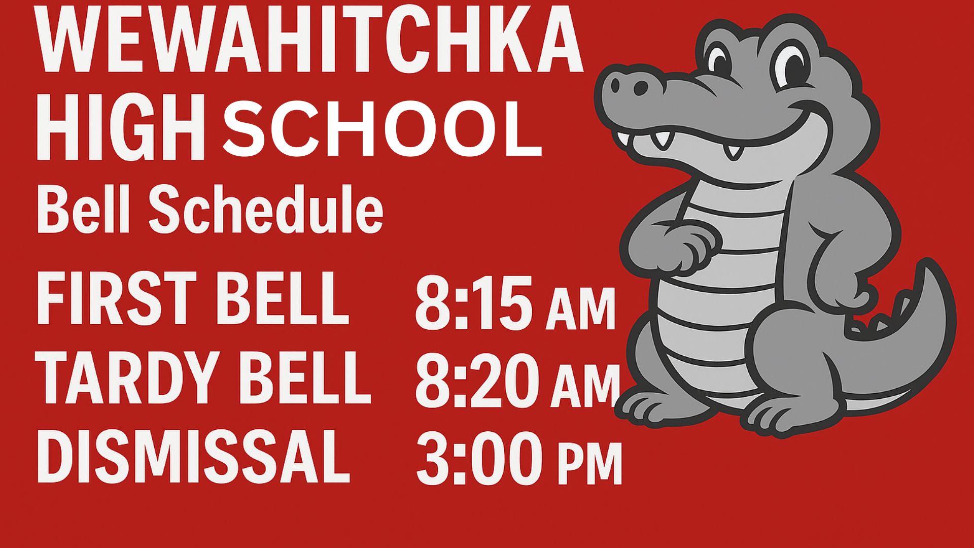 WHS Back to School Bell Schedule | Gulf District Schools